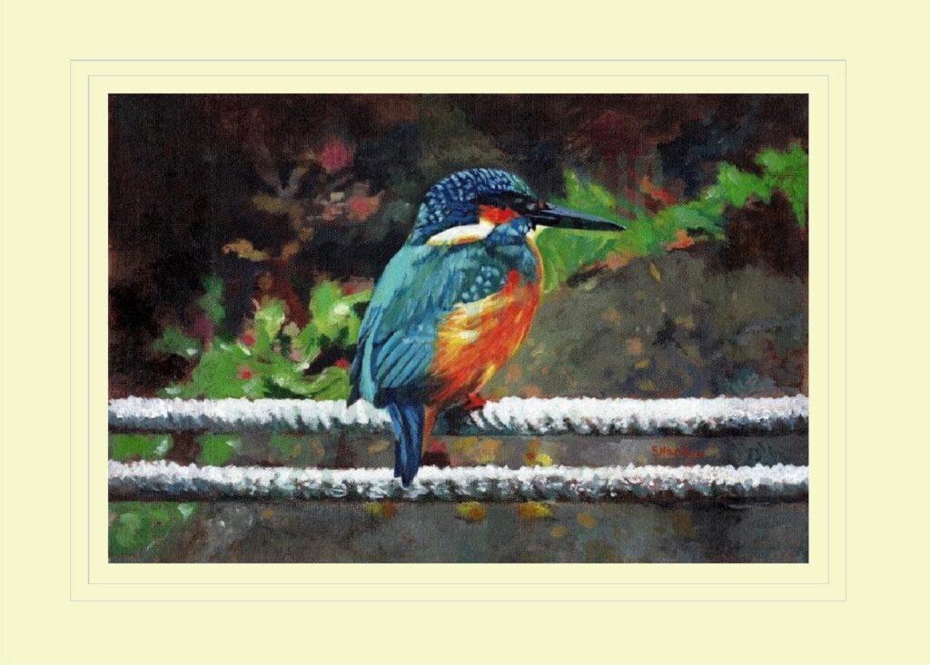 Kingfisher at Braunston Print - Sylvia Hankin - Artist on the Waterways