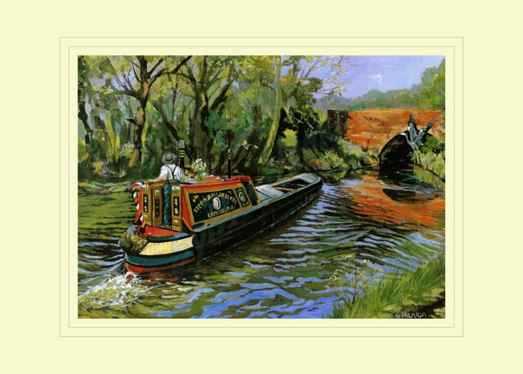 Saltaire on the BW Canal Print - Sylvia Hankin - Artist on the Waterways